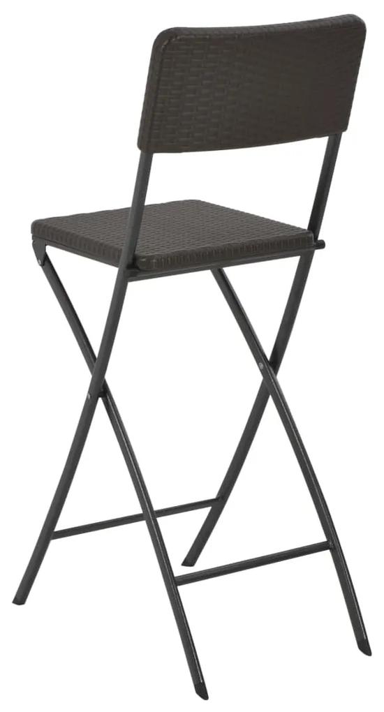 Skládací barové židle 2 ks HDPE a ocel hnědé ratanový vzhled - Default Title