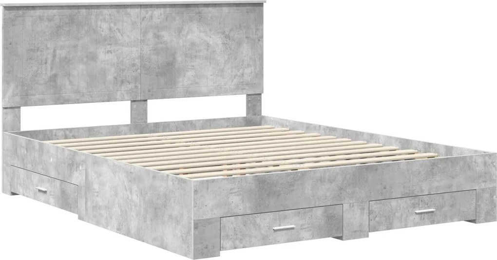 Rám postele s čelo Betonově šedá 160 x 200 cm Kompozitní dřevo 3411283