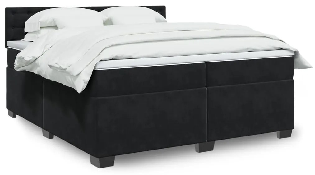 Box spring postel s matrací černá 200x200 cm samet 3286416