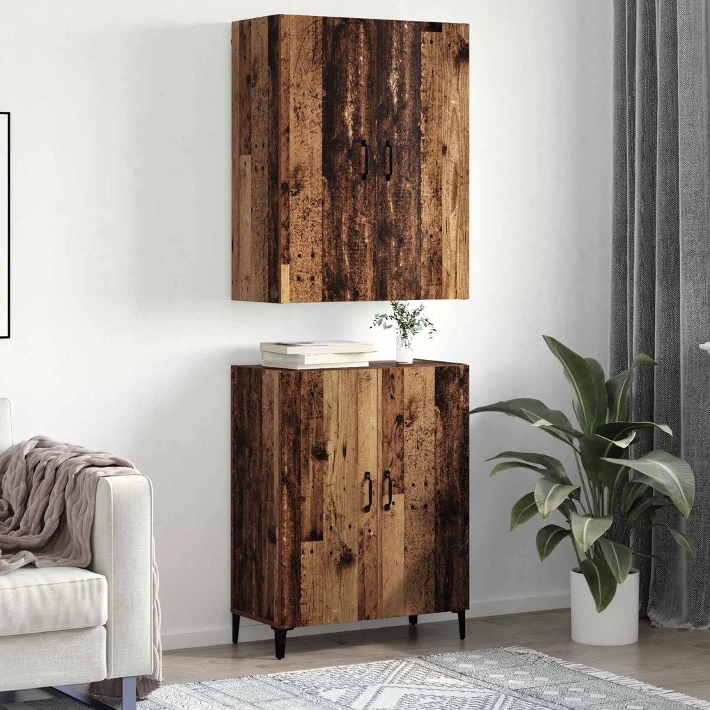 Vysoký bufet 2 ks Staré dřevo 69,5 x 34 x 180 cm 3394569