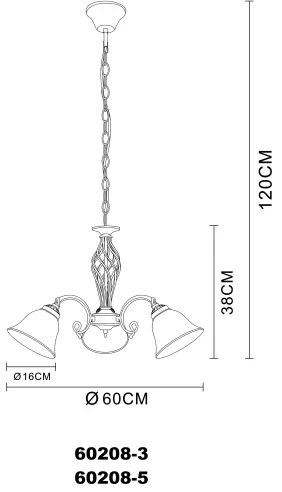 Globo 60208-3 - Lustr na řetězu ODIN 3xE27/60W/230V
