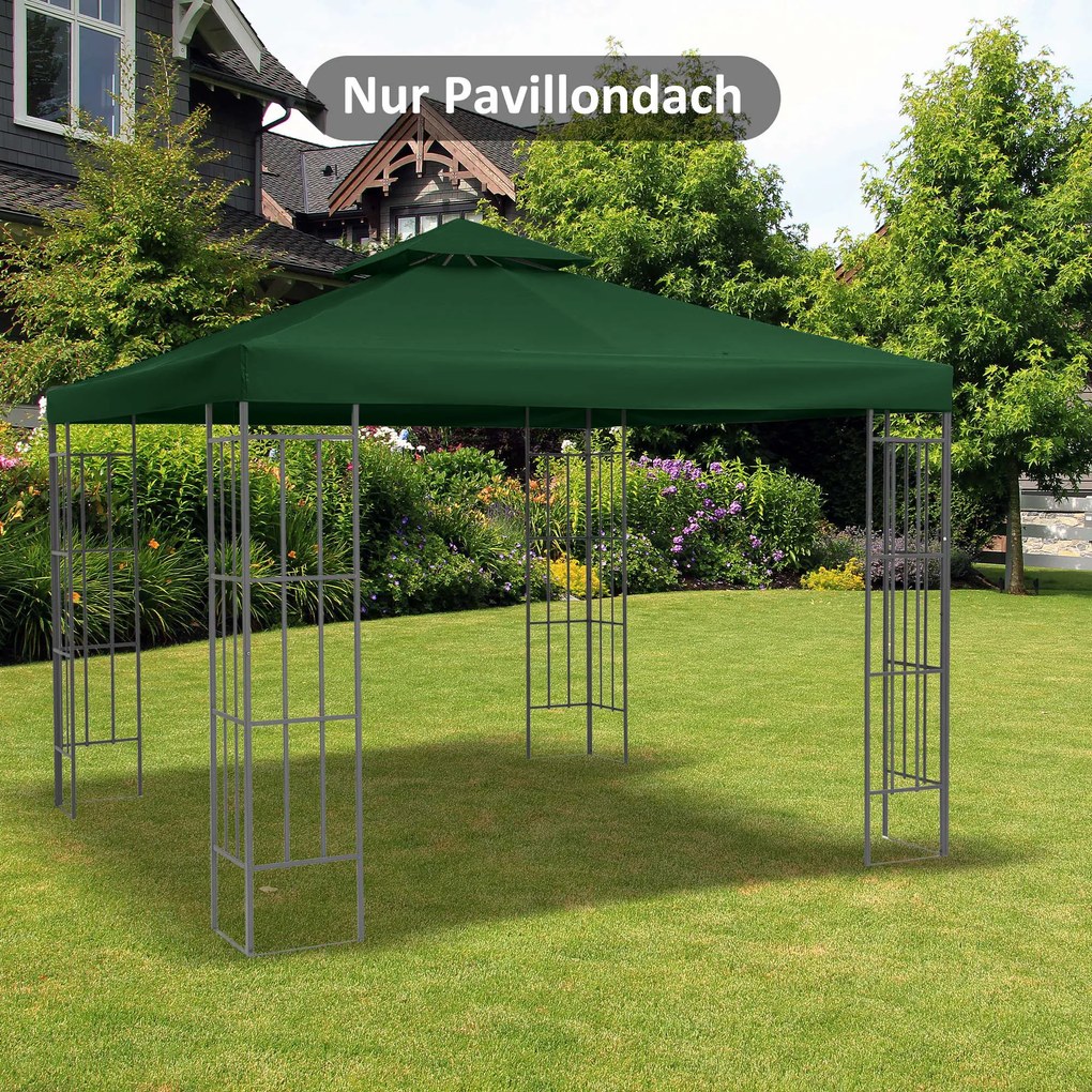 Náhradní střecha altánu Outsunny 3x3m uhlíkově šedý polyester odpuzující vodu pro kovové a zahradní altány