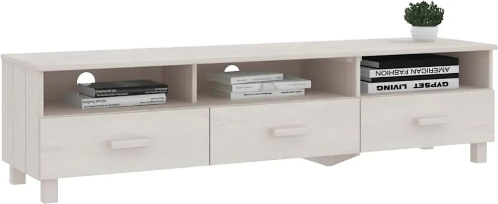 TV stolek HAMAR bílý 158 x 40 x 40 cm masivní borovice 340473