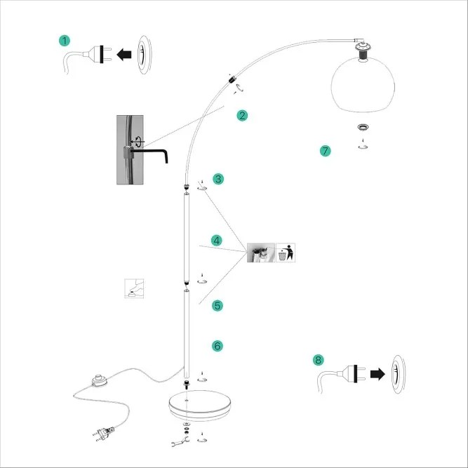 Brilliant LB00001497  Stojací oblouková lampa VESSA černá