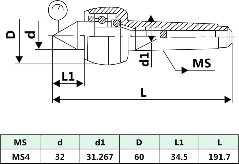 Lehký otočný středící hrot DM314 MT4/MK4 146694