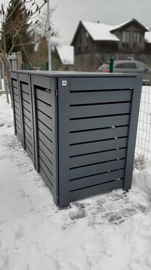 Dřevěná skříňka na popelnice 3 x 240l Dabasbox Barva: Antracit