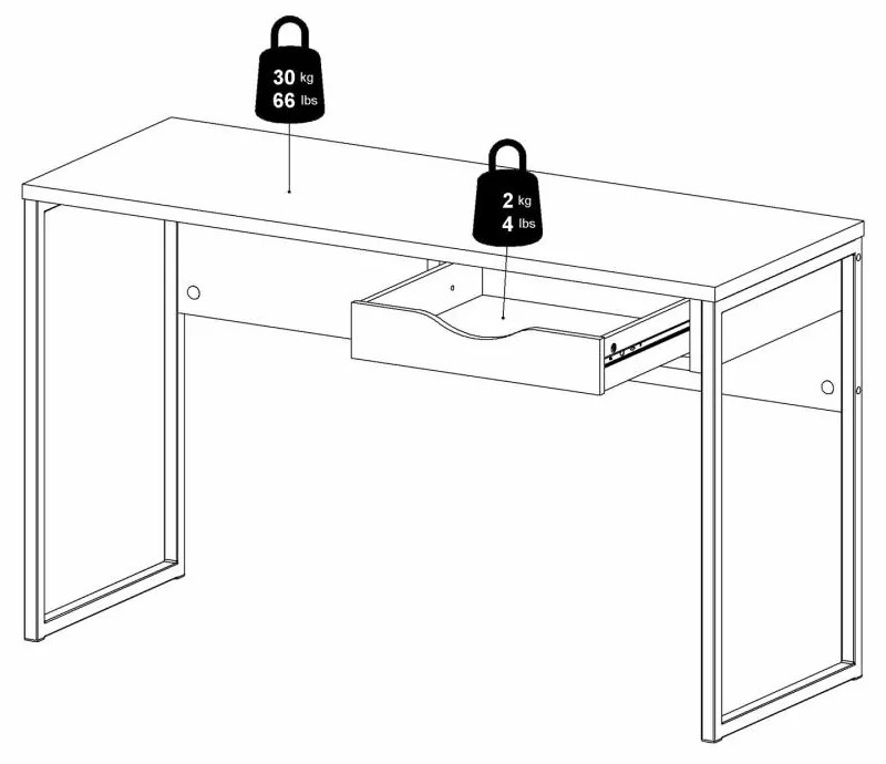 Tvilum Bílý psací stůl EFREM PLUS 512 s 1 zásuvkou a deskou v dekoru dub