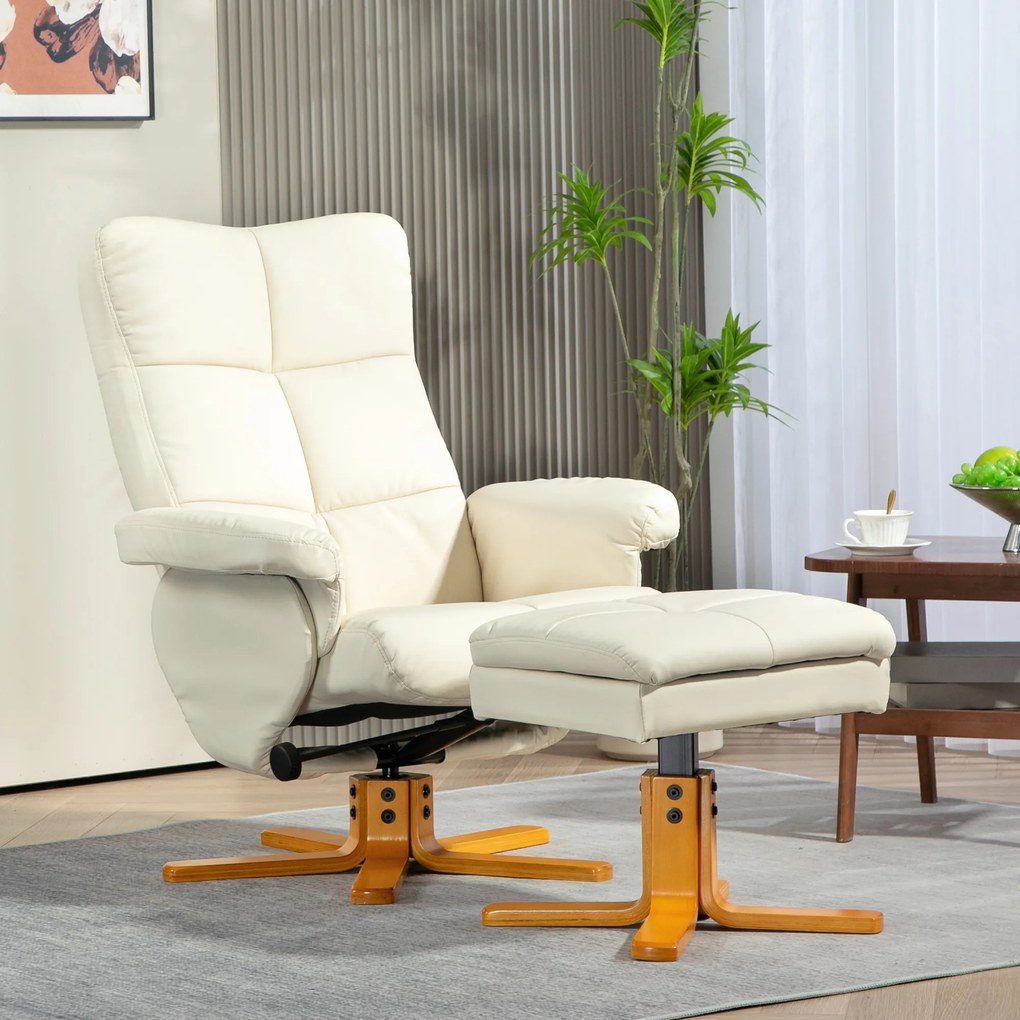 HOMCOM Relaxační křeslo s taburetem, úložný prostor, čalouněné TV křeslo s funkcí polohování, otočné TV křeslo 360° do ložnice, obývacího pokoje, imi…