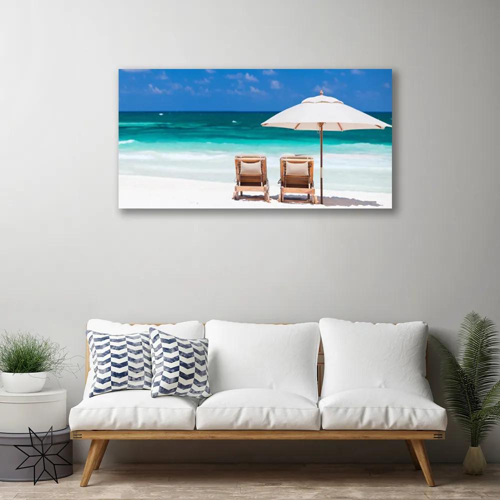 Obraz na plátně Pláž Deštník Krajina 140x70 cm