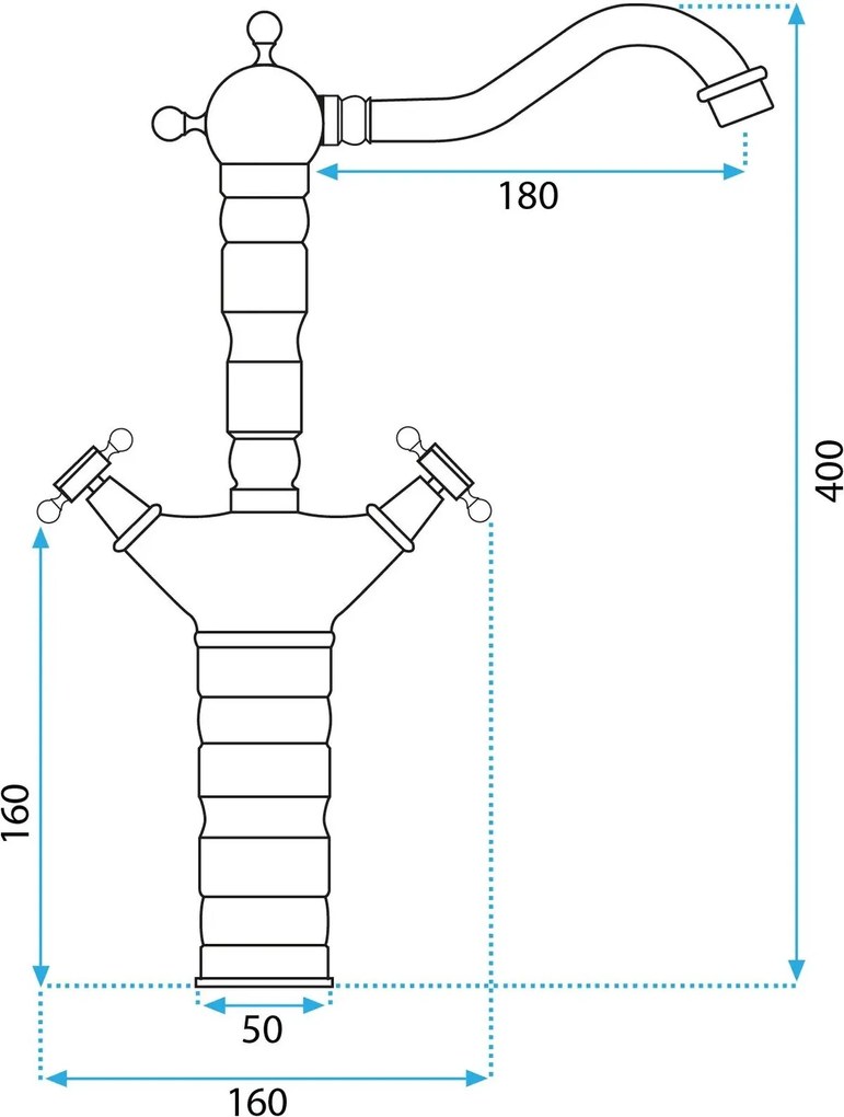 Rea Rustico, vysoká dřezová baterie h-370, zlatá matná, REA-B5521