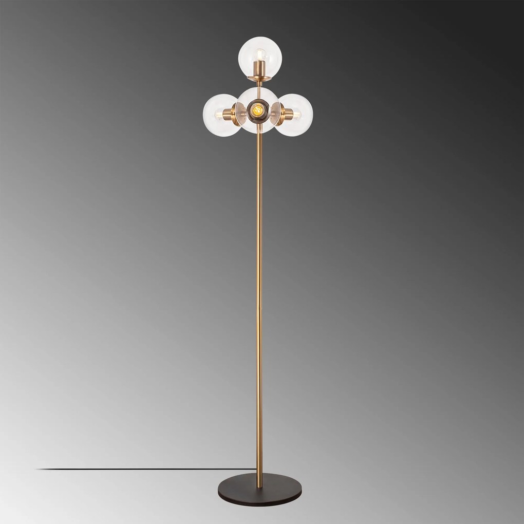 OPVIQ Podlahová lampa AKKAS bronz čiré sklo