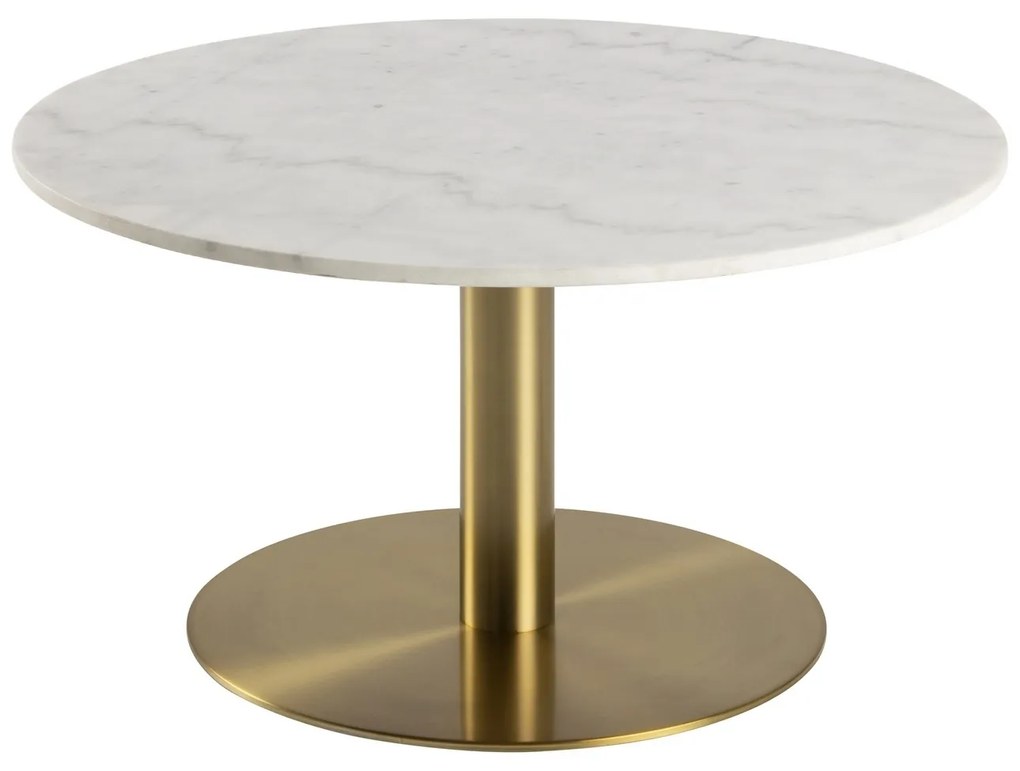 Kulatý konferenční stolek na zlaté noze 80 cm Mramor Bílý FENSI