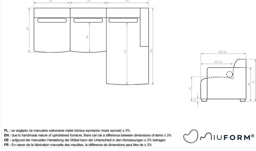 Bílá rohová pohovka (pravý roh) Flex Felix – Miuform