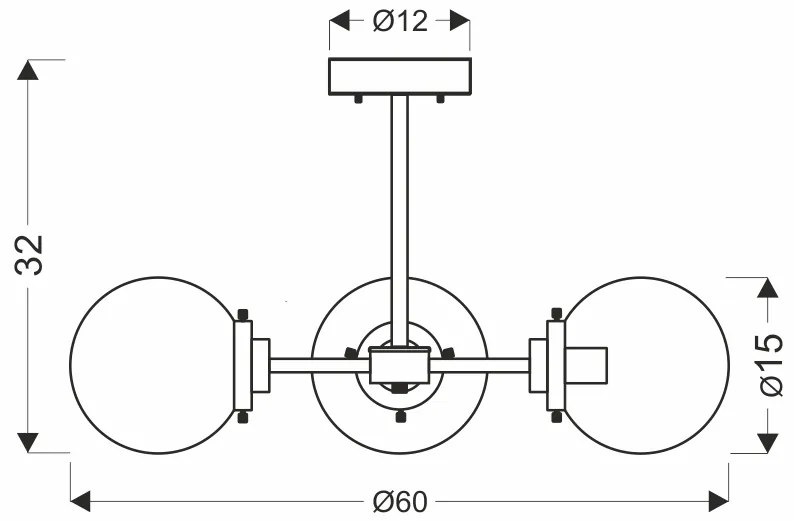 Černo-patinové stropní svítidlo Lens pro žárovku 3x E14  - Candellux