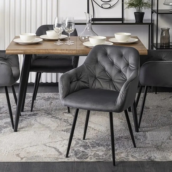 Designová jídelní židle Ravenna šedá velur