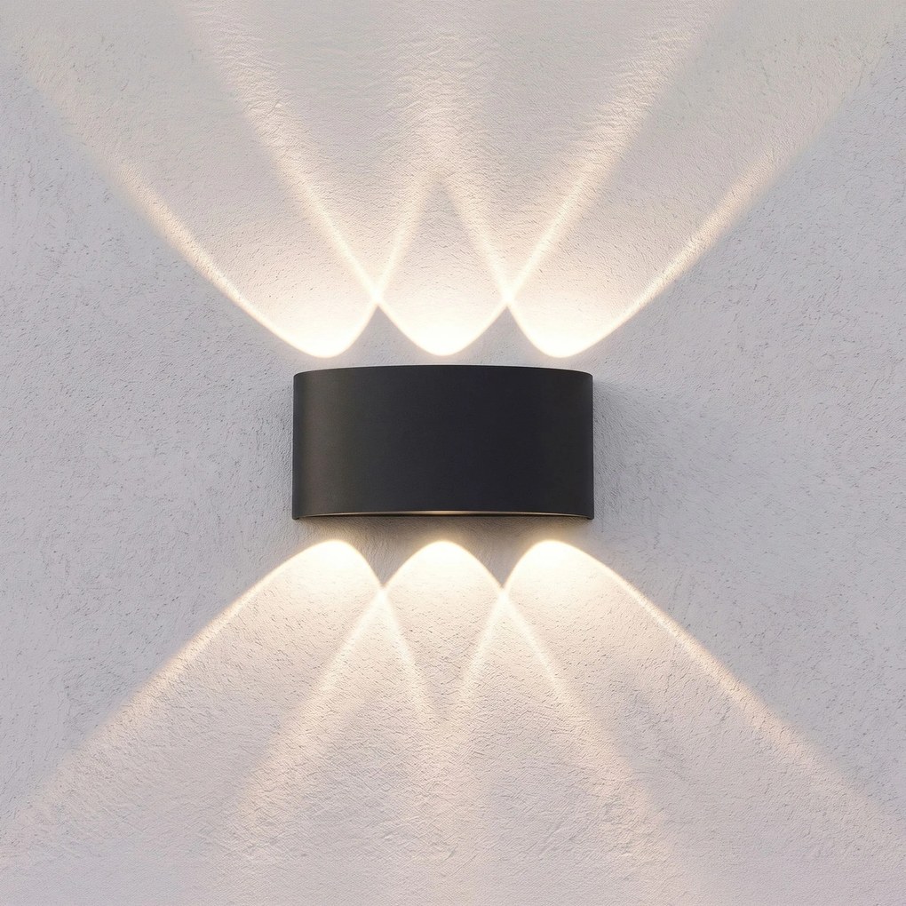 Toolight Toolight, JNH040-6G, venkovní LED nástěnné svítidlo nahoru/dolů, 6 LED, 12 W, 4000 K, IP44, černá matná, OSW-56231
