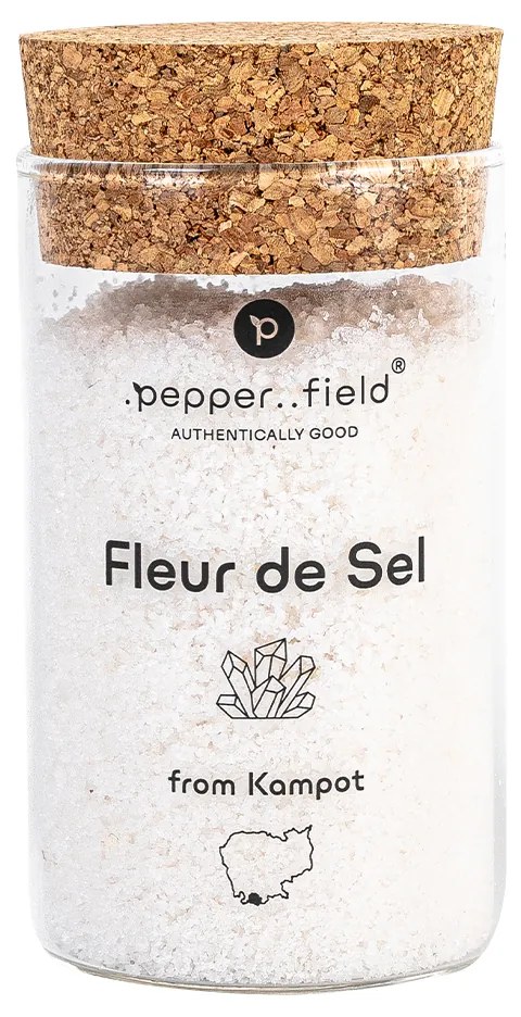 Pepperfield Solný květ - Fleur de Sel ve skleněné dóze 160 g FLEUR-DE-SEL-GLASS-160-GIFT