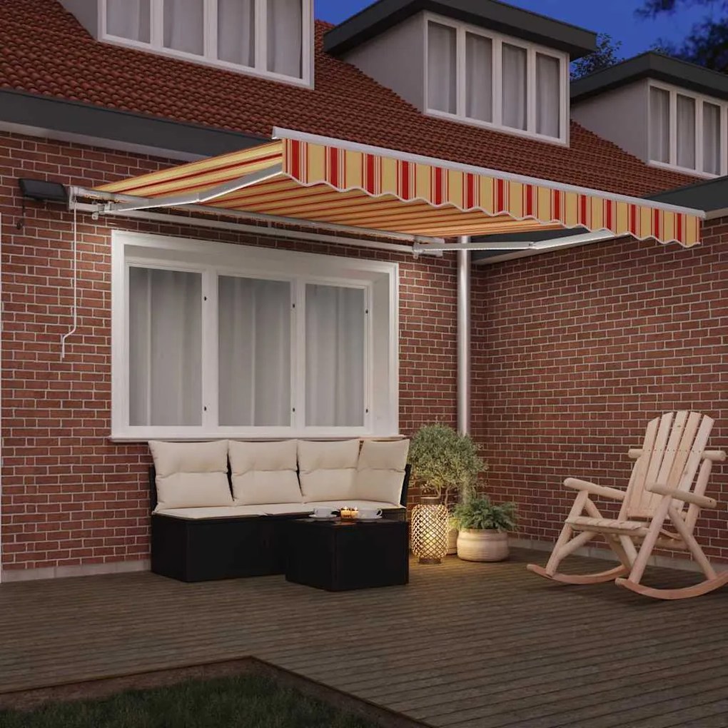 Stahovací markýza Žlutá a oranžová 350 x 250 cm Látka a hliník 3330250