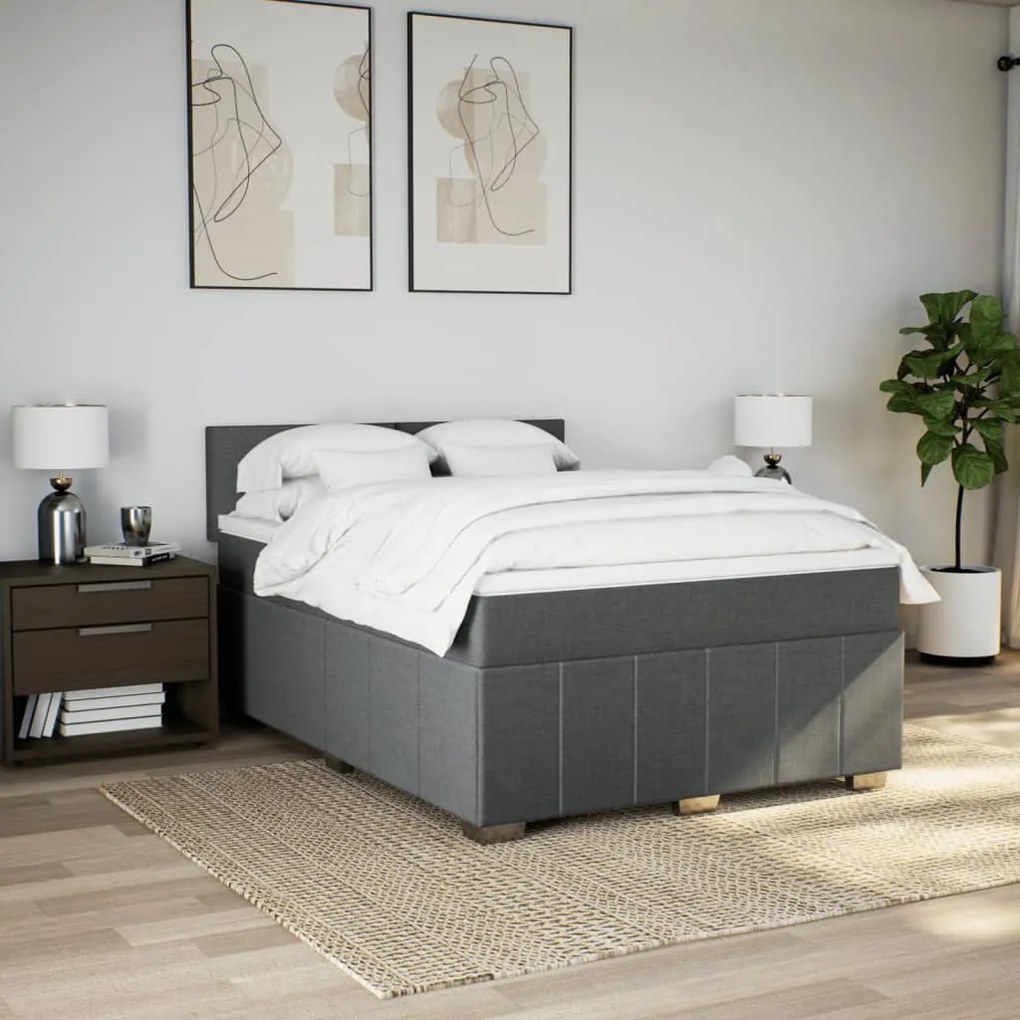 Box spring postel s matrací tmavě šedá 140x200 cm textil 3287085
