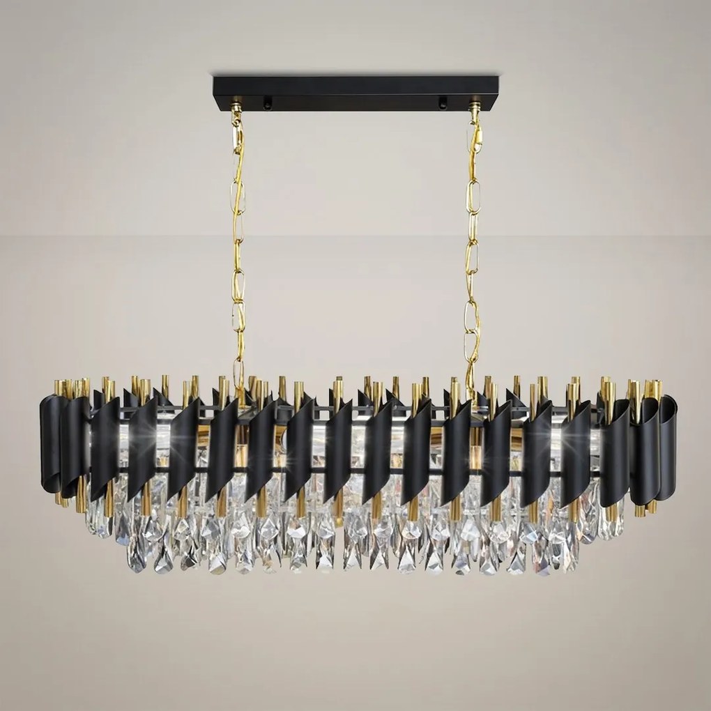 Lustr Cristal, 1x křišťálové/zlaté/černé kovové stínítko, g
