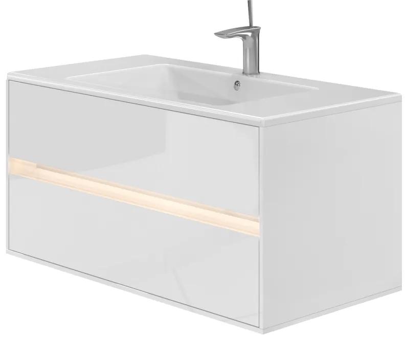 Kingsbath Torino White LED 100 koupelnová skříňka s umyvadlem