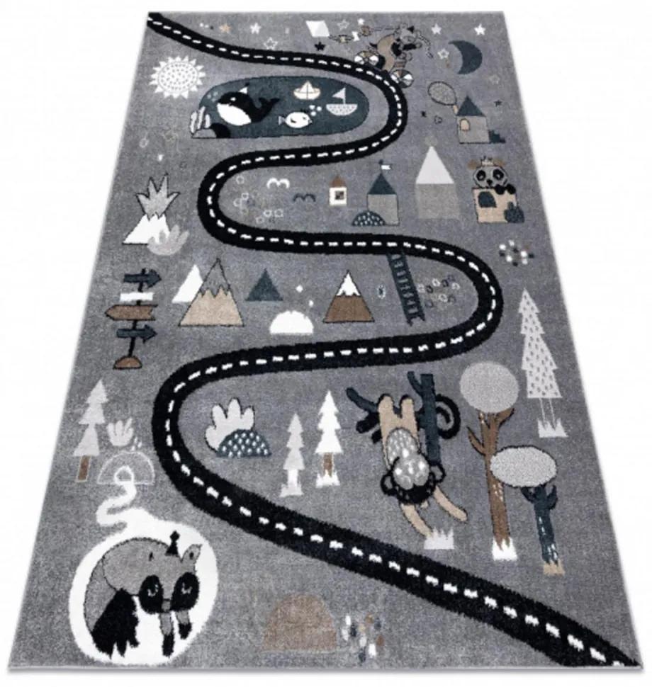 Dětský kusový koberec Cesta z města šedý 160x220cm