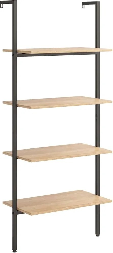 4patrová opěrná police světle hnědá a černá 64 x 35 x 152,5 cm 336382