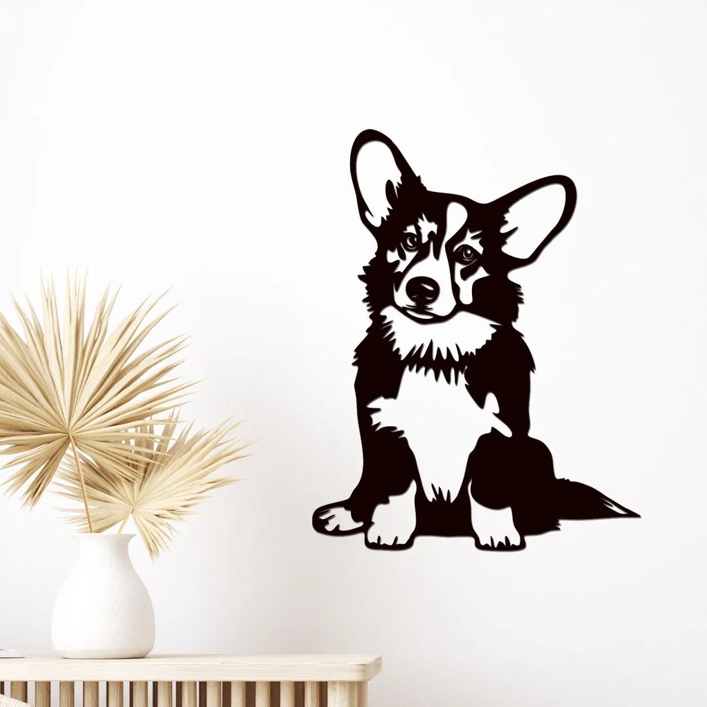 dřevo života Dřevěná dekorace psa Corgi Rozměry (cm): 23x30, Zvolte barvu dekoru: Dub Sonoma