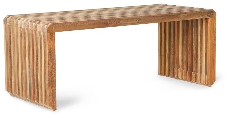 Přírodní dřevěná teaková lamelová lavice Slatted M - 96*43*38 cm