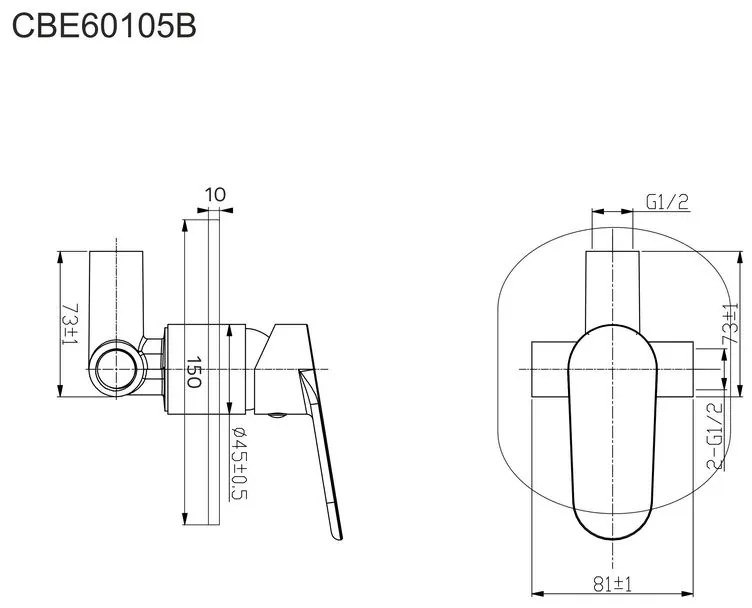 Mereo Viana sprchová podomítková baterie bez přepínače Mbox oválný kryt mosaz chrom CBE60105B