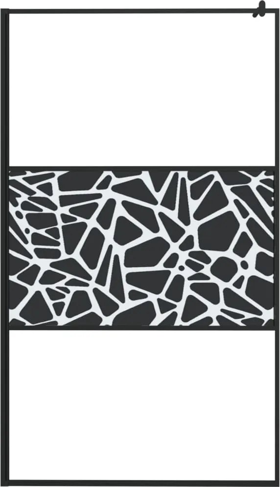 Zástěna do průchozí sprchy s policí černá 115x195 cm ESG/hliník 3185484