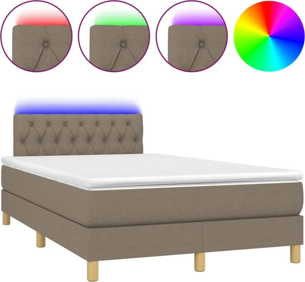 Box spring postel s matrací a LED taupe 120x190 cm textil 3270113