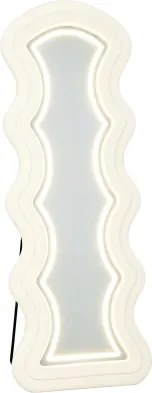HOMCOM vlnitý celoplošný zrcadlo 160 x 60 cm, 3barevné LED, rám s sametovou úpravou, HD tvrzené sklo, Krémová