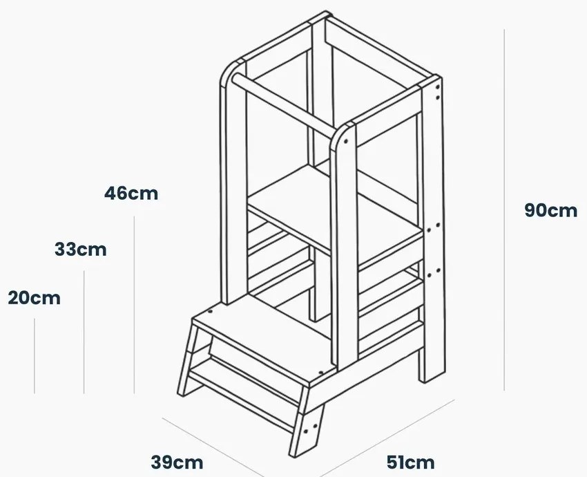 Modrá učicí věž z borovicového dřeva Montessori – Meowbaby