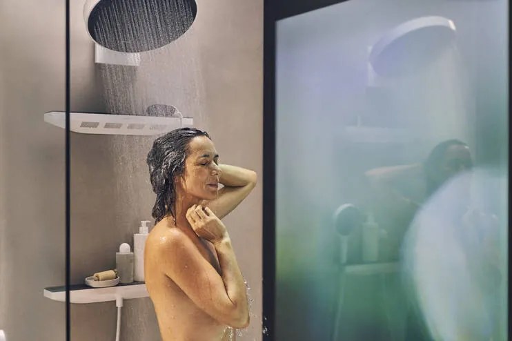 Hansgrohe Rainfinity, hlavová sprcha 360 1jet s připojením na zeď, matná bílá, HAN-26230700