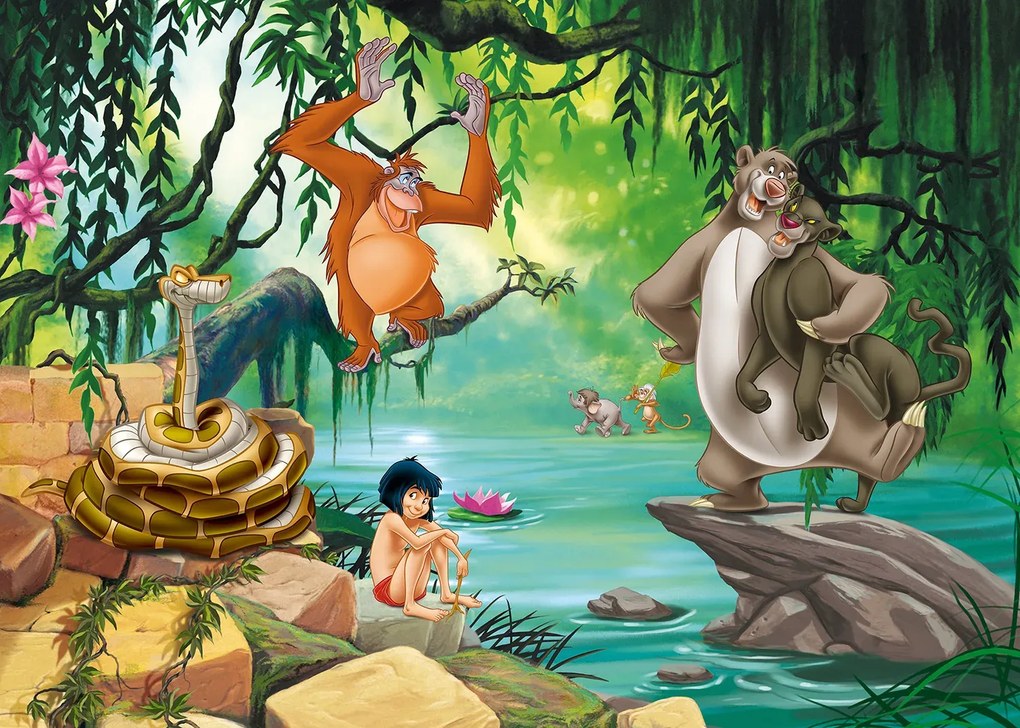 Dětská vliesová fototapeta na zed' Kniha Džunglí, Disney | 360 x 270 cm | DFTDNXXL 5045