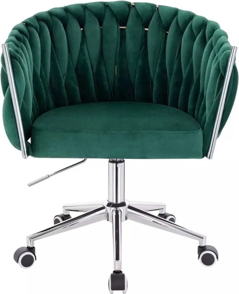 LuxuryForm DESIGN Židle NORDEN VELUR na stříbrné podstavě s kolečky - zelená