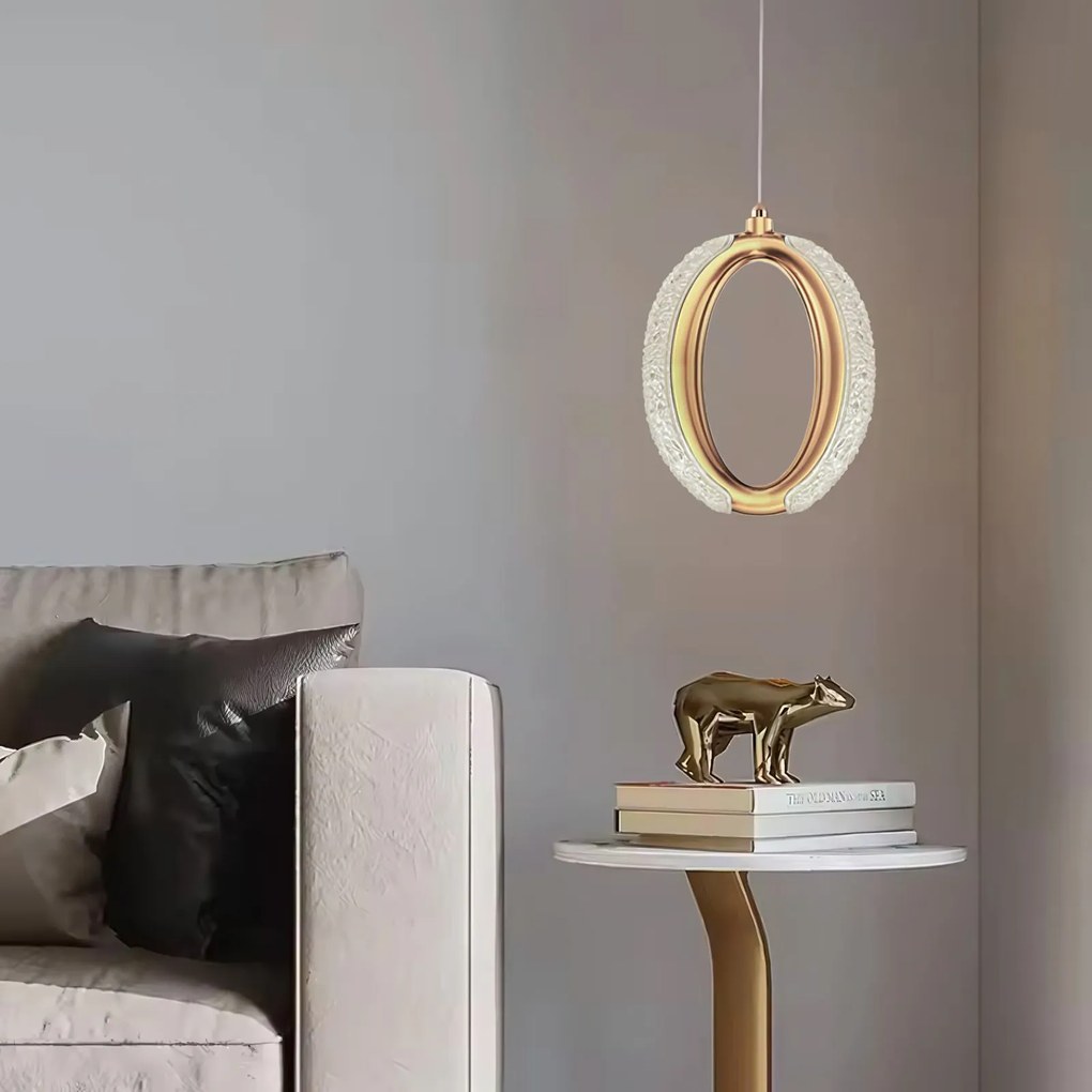 Toolight Toolight, LED křišťálové závěsné svítidlo, 7W, 4000K, 500lm, G114-1CP, zlatá, OSW-09709