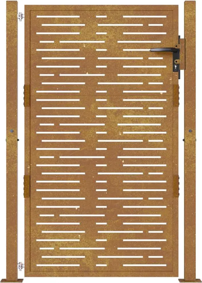 Zahradní branka 100 x 125 cm z cortenové oceli, čtvercový design 153198