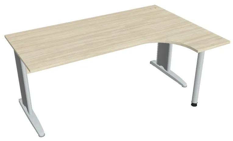 Stůl ergo oblouk levý 180×120/80 cm - Hobis Cross CE 1800 L Dekor stolové desky: akát, Dekor lamino podnože: akát, Barva nohou: Stříbrná