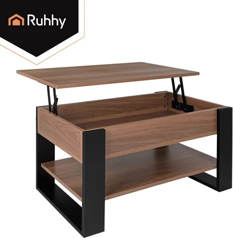 Konferenční stolek Ruhhy 92 x 51 cm se zvedací deskou, úložným prostorem a policí