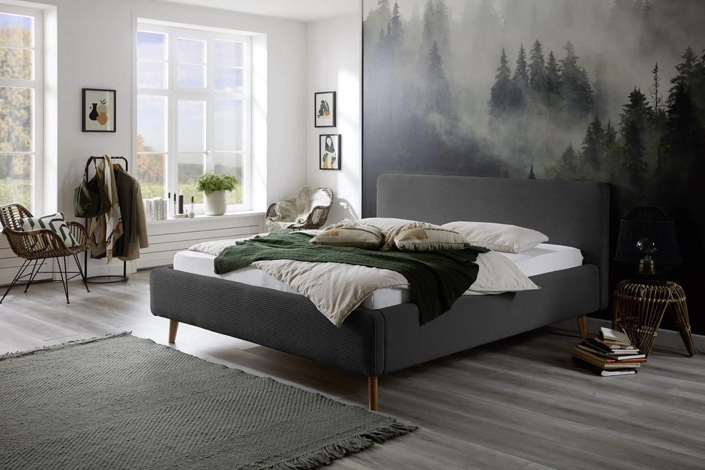 Čalouněná postel taupe 160 x 200 cm manšestr černá MUZZA
