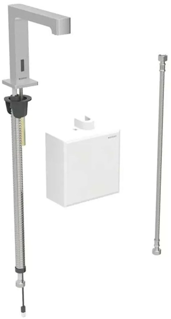 Geberit Brenta - Elektronický umyvadlový ventil, pro studenou vodu, bateriové napájení, easy to clean, kartáčovaná nerez 116.174.SN.1