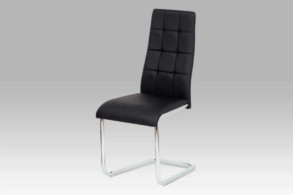 Artium Jídelní židle černá koženka / chrom - AC-1620 BK