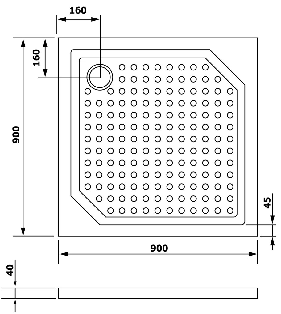 Gelco ANETA90 sprchová vanička z litého mramoru, čtverec 90x90cm - GA009