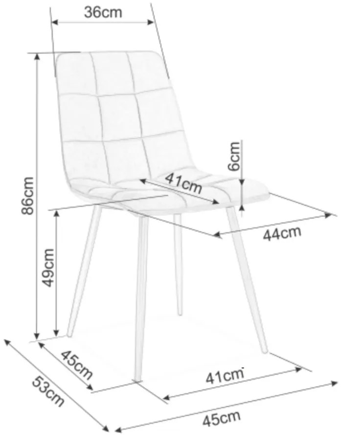 Tyrkysová sametová jídelní židle MILA s černými nohami