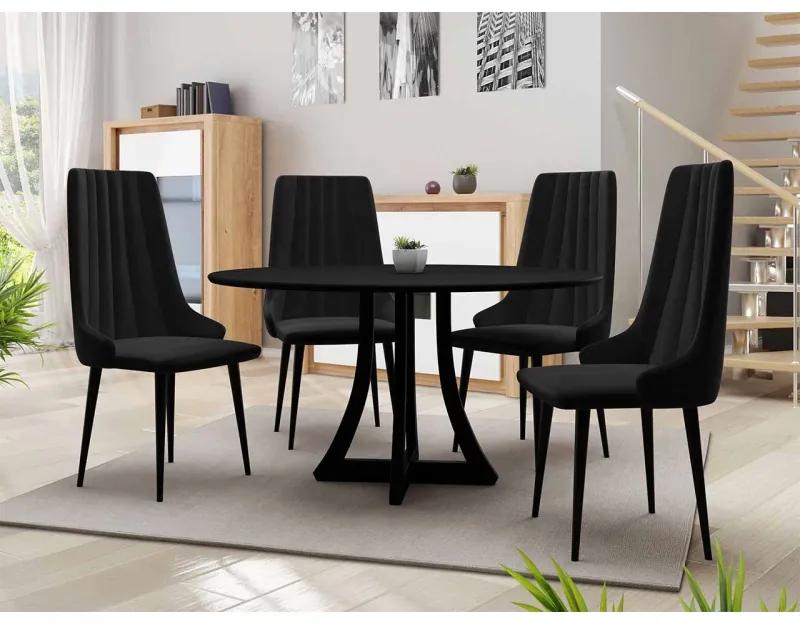 Kulatý stůl Dagerto FI 100 se 4 židlemi ST93 03, Barva: černá, Potah: Magic Velvet 2250