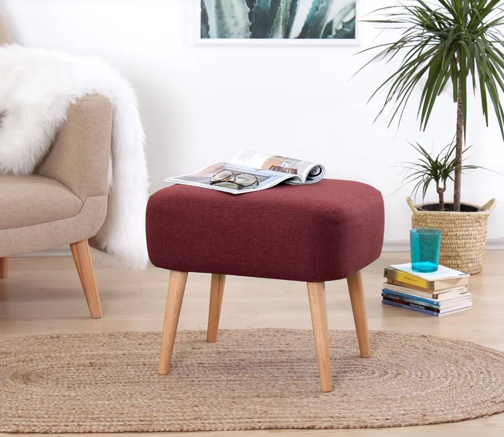 Atelier del Sofa Taburet Parrot - Claret Red, Červená