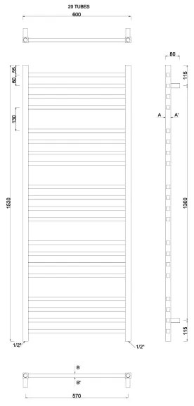Sapho - Koupelnový radiátor METRO 497W/230V 60x153 cm lesklý chrom