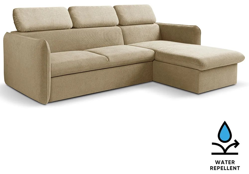 Malá sedací souprava SLIM | 235x179 cm | PRAVÁ | 15 béžová | rozkládací + úložný prostor